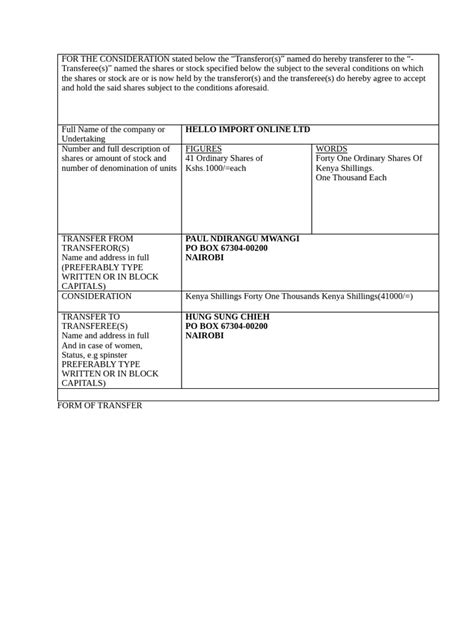 Share Transfer Deed Pdf