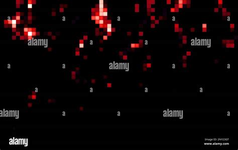 Gray And Red Background Motion Bright Squares In Pixels On A Black