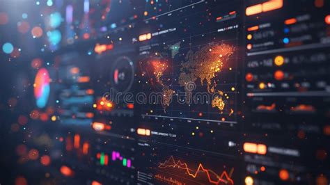 Futuristic Global Data Visualization With Colorful Digital Analytics