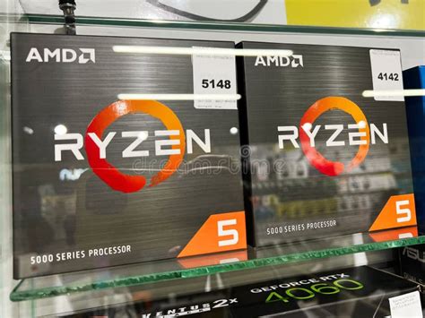 Kyiv Ukraine February 05 2025 Amd Ryzen 5000 Series Processors Displayed In A Store Shelf