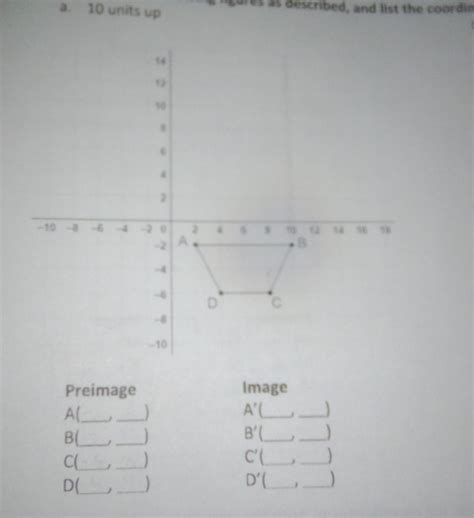 solved a 10 units up ng ures as described and list the coordin preimage image a a