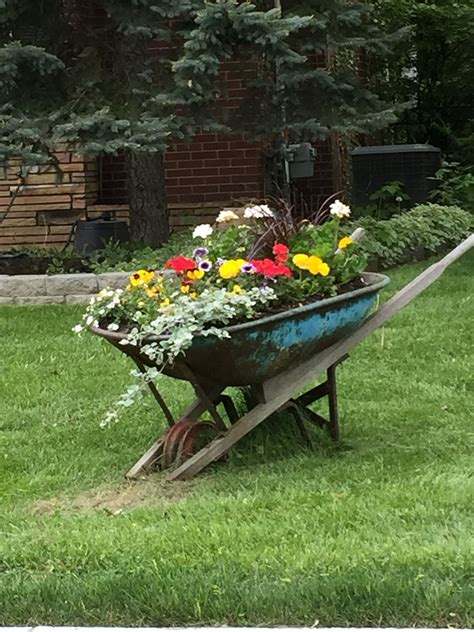 Rustic Wheelbarrow Garden Planter Wheelbarrow Decor Outdoor Yard