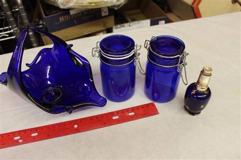 Cobalt Glassware Jars Art Glass Limoges Atomizer