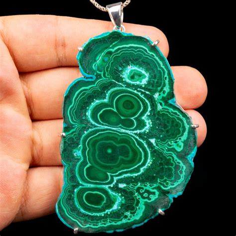 Extraordinary Eclectic Large Malachite Slide Exclusive Pendant With