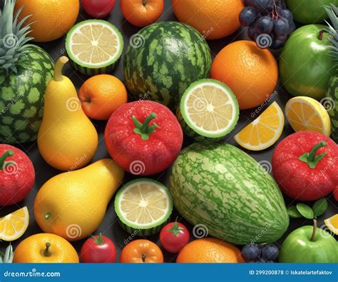 Vivid Depictions Of A Variety Of Fresh Fruits And Vegetables Capturing