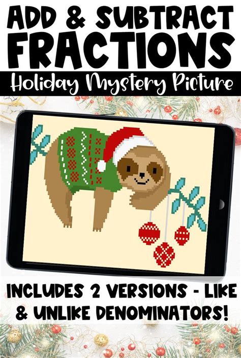 winter holiday add and subtract fractions like and unlike denominators