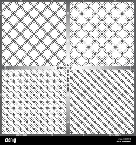 Seamless Pattern Set Of Four Simple Modern Textures Regularly Repeating Geometrical Elements