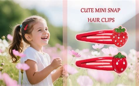 Pejlnd Strawberry Hair Clip 4pcs Red Metal Snap Fruit