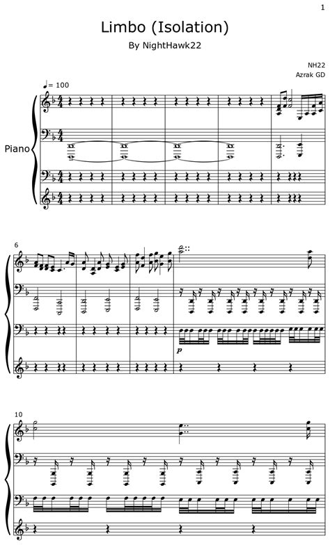 Limbo Isolation Sheet Music For Piano