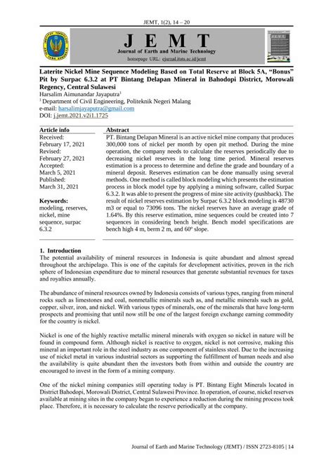 PDF Laterite Nickel Mine Sequence Modeling Based On Total DOKUMEN TIPS