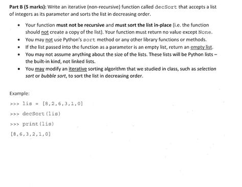 Solved Part B 5 Marks Write An Iterative Non Recursive