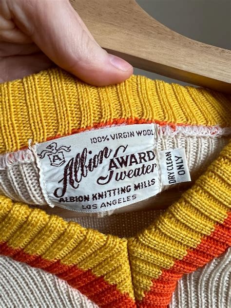 1960s Vintage Beige Orange And Yellow Wool Cheerleadi Gem