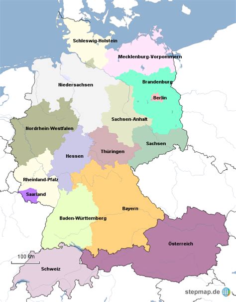Stepmap DeutschlandÖsterreichschweiz Landkarte Für Deutschland