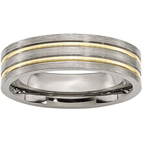 Titanium Grooved Yellow Ip Plated 6mm Brushed And Polished Band Walmart