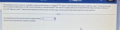 Solved The Loudness Level Of A Sound D In Decibels Is Chegg