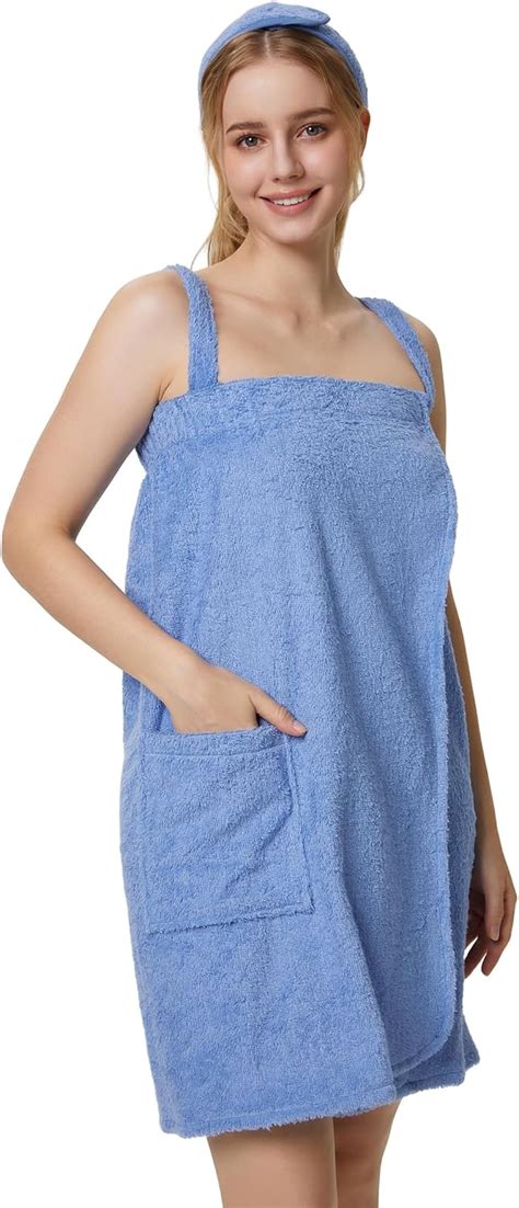 Sioro Womens Bath Towel Wrap Terry Cloth Spa Towel Robe With Straps