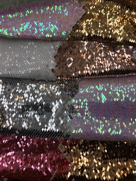 New Flip Up Sequins Fabric Reversible Two Tone Sold By The Etsy