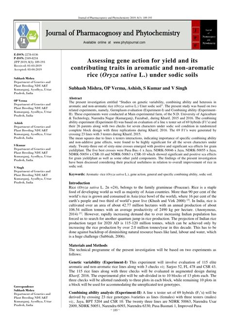 Pdf Assessing Gene Action For Yield And Its Contributing Traits In