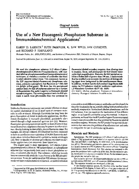 Pdf Use Of A New Fluorogenic Phosphatase Substrate In Immunohistochemical Applications