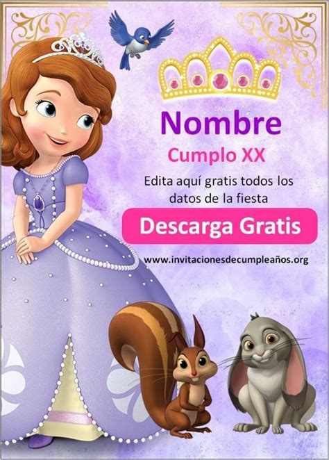 Invitaciones De Princesita Sofia Cumpleaños