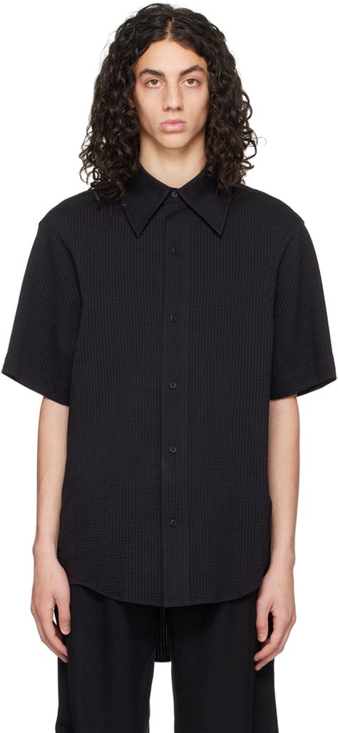 Black Spread Collar Shirt By Ader Error On Sale