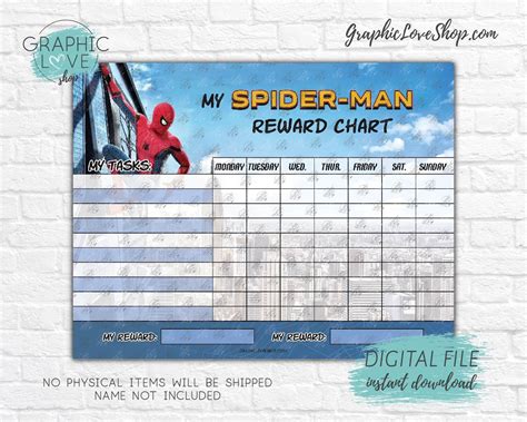 Free Printable Spiderman Reward Chart Printable