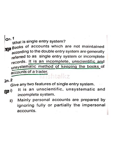 single entry qna pdf