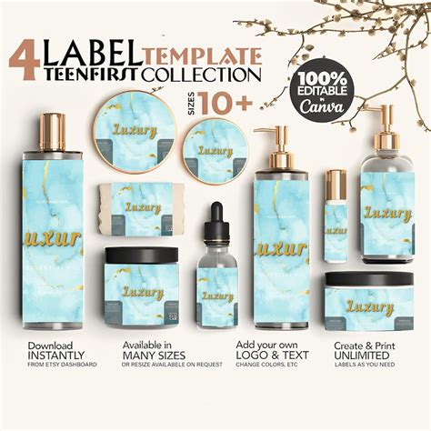Printable Cosmetic Label Template Diy Beauty Branding Kit Canva