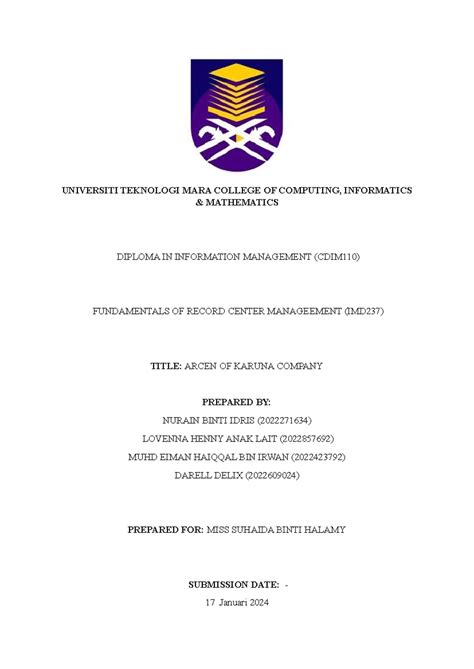 group assignment imd237 universiti teknologi mara college of