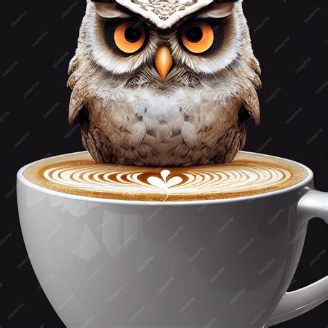 Chouette Bébé Mignon Dans Une Tasse De Café Illustration De Dessin