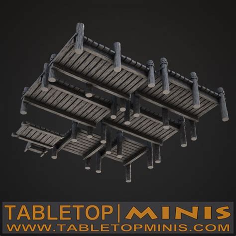 3d Printable Wooden Dock Small By Tabletopminis