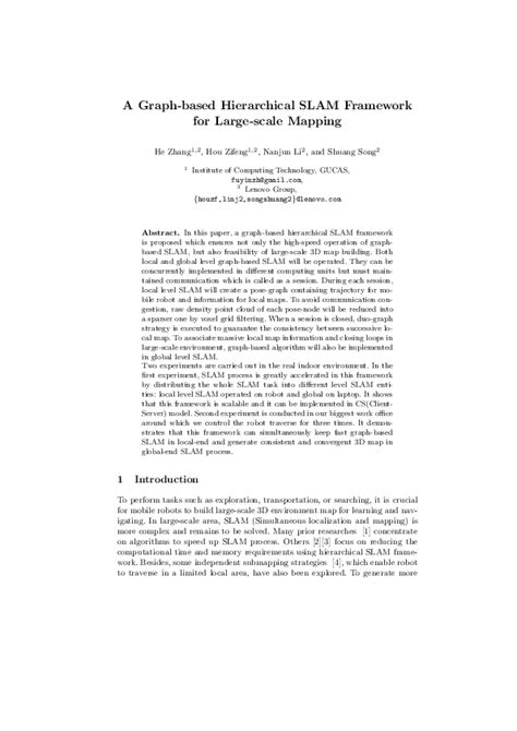 Pdf A Graph Based Hierarchical Slam Framework For Large Scale Mapping