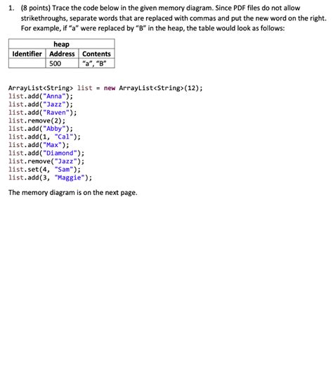 solved 1 8 points trace the code below in the given