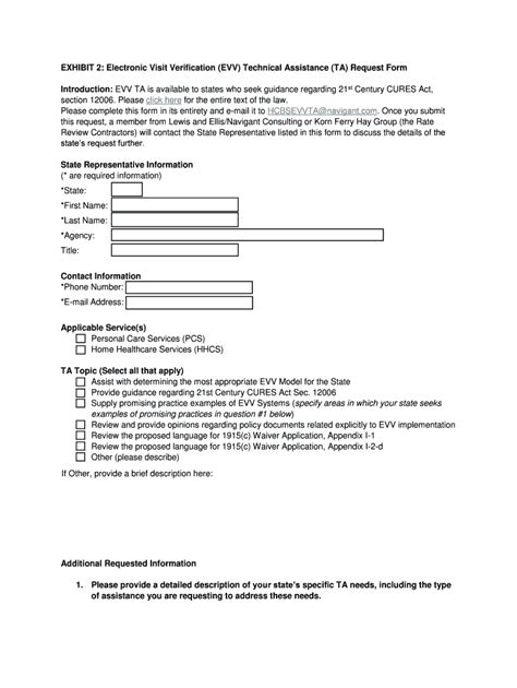 Fillable Online Evv Technical Assistance Request Form Fax Email Print