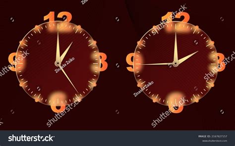 Clock Glassmorphism Effect Set 3d Style Stock Vector Royalty Free