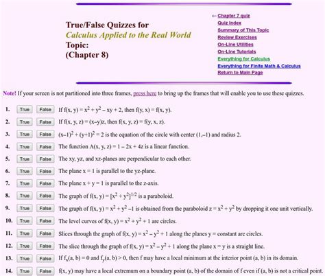 finite mathematics and applied calculus quiz functions of several