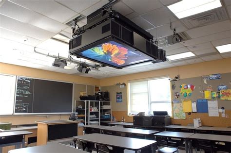 Unoccupied Classroom With Overhead Projector Images Free Download On