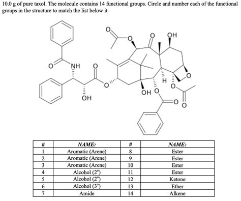 100 G Of Pure Taxol The Molecule Contains 14 Functional Groups