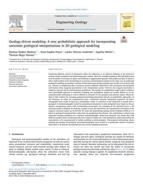 Pdf Geology Driven Modeling A New Probabilistic Approach For