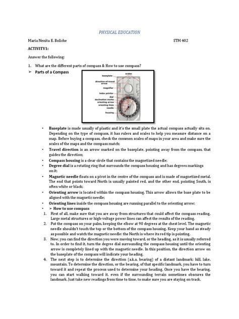 Parts Of A Compass Physical Education Pdf Compass Astronomy