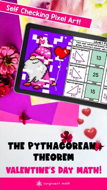 Pythagorean Theorem Digital Pixel Art Triangle Hypotenuse Leg