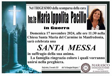 Funerali E Annunci Funebri A Manfredonia Maria Ippolita Pacillo Funer24