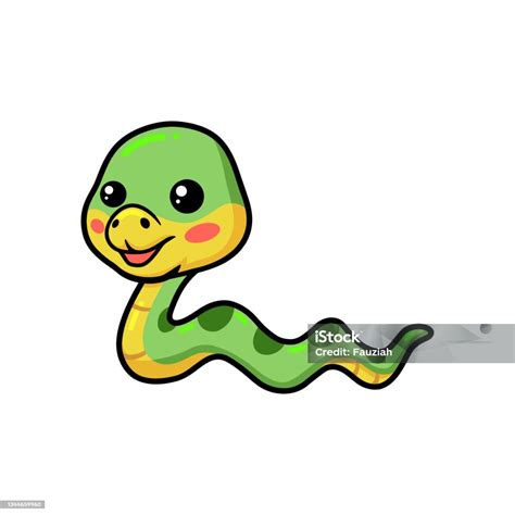 Kartun Ular Hijau Kecil Yang Lucu Ilustrasi Stok Unduh Gambar