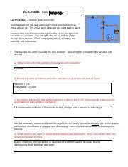 Lab AC Circuits Pdf AC Circuits Name Raven Uy Lab Procedure Answer Questions In Red