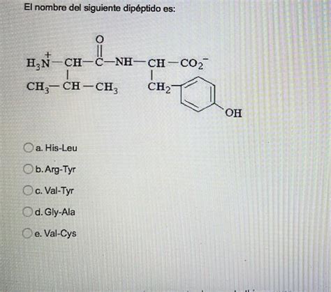 Solved El Nombre Del Siguiente Dipéptido Es A His Leu B