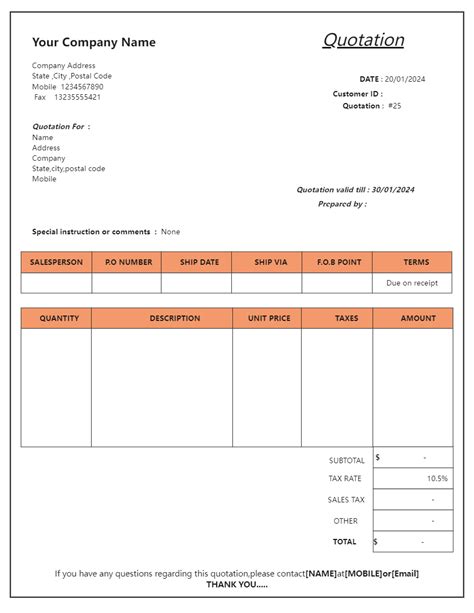 Commercial Business Quotation Edrawmax Templates
