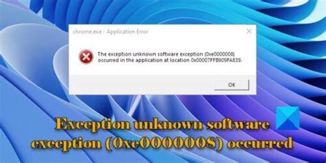 Exception Unknown Software Exception 0xe0000008 Occurred