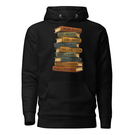 Black History Leaders Book Stack Hoodie Teacher Librarian Pullover