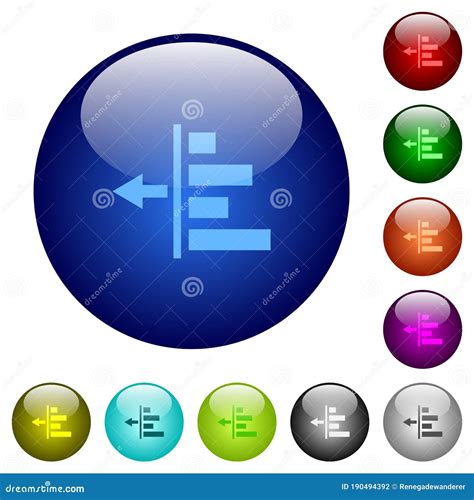 Decrease Left Indentation Of Content Color Glass Buttons Stock Vector
