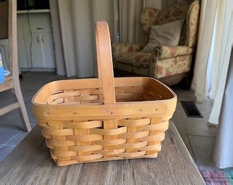 Vintage Square Longaberger Basket With Single Handle Made In Usa